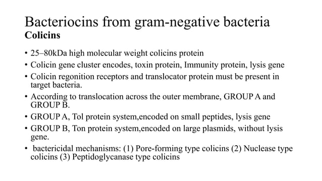 General introduction and applications of bacteriocins | PPTX