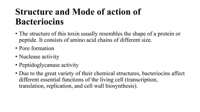General introduction and applications of bacteriocins | PPTX