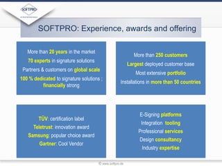 SOFTPRO eSigning solutions for Front-office, Mobile on-boarding & Web | PPT