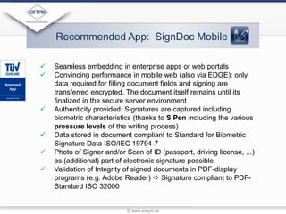 SOFTPRO eSigning solutions for Front-office, Mobile on-boarding & Web | PPT