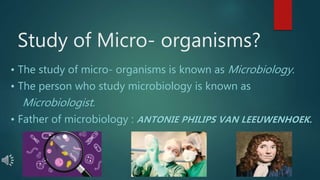 General introduction to micro organisms | PPTX