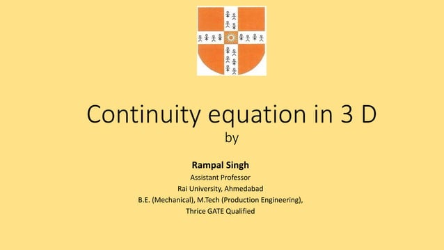 Generalised continuity equation in cartesian coordinate system | PPT