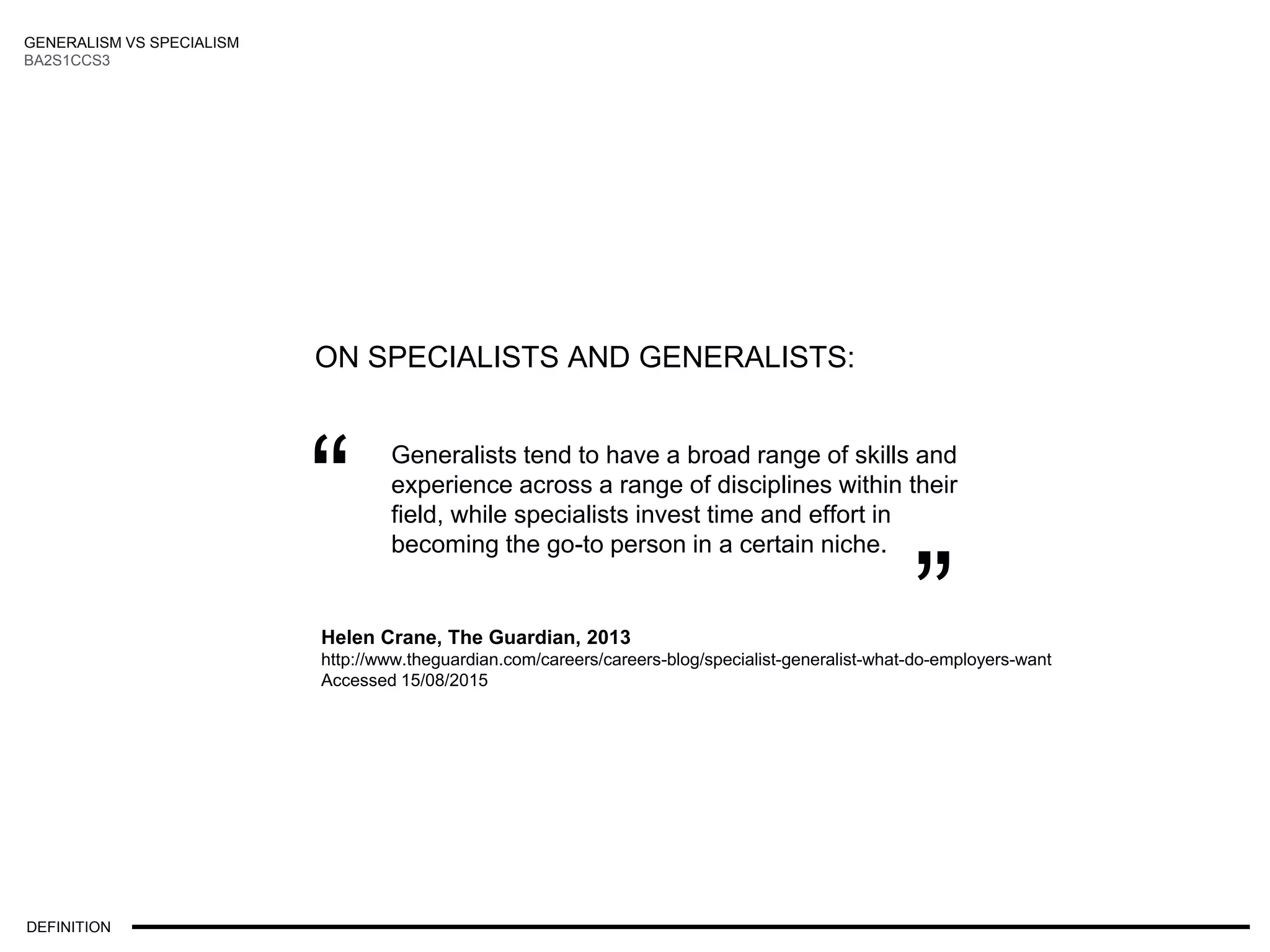 Generalism vs specialism in graphic design | PPTX | Education