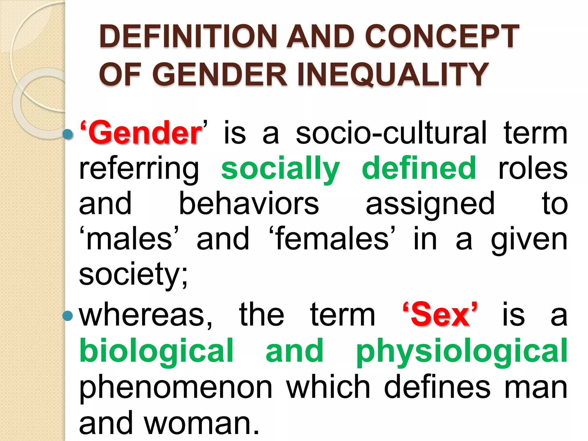 General issues connected to gender discrimination | PPTX