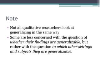 Generalization in Qualitative Research | PPTX | Education