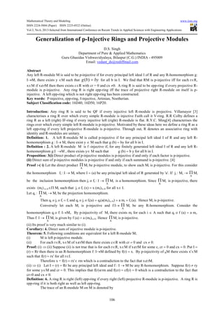 Generalization of p injective rings and projective modules | PDF