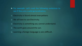 Generalization ppt. types of generalization | PPTX