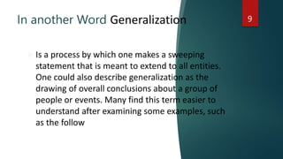Generalization ppt. types of generalization | PPTX
