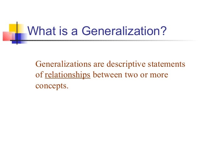 Generalizations concepts