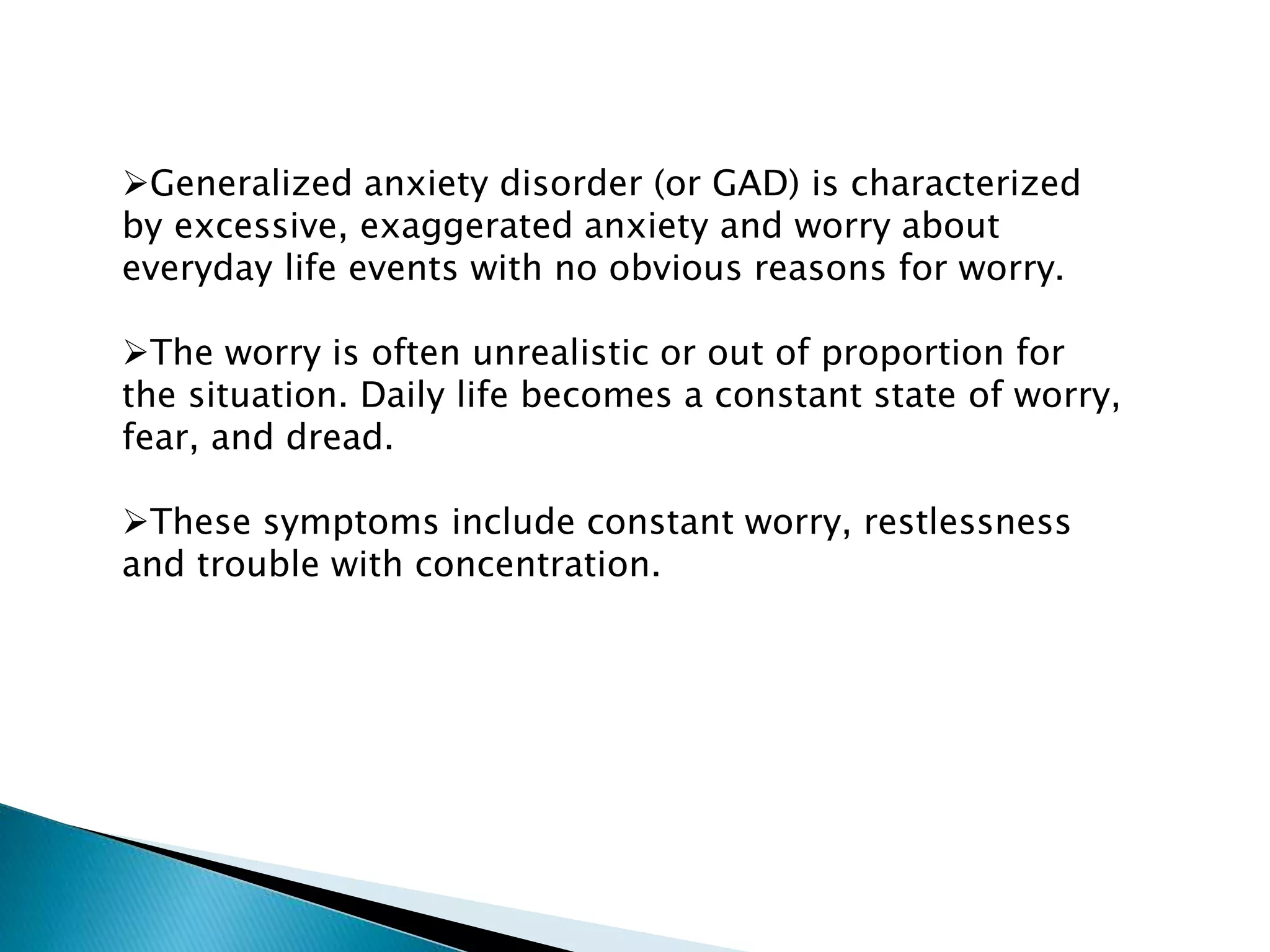 Generalized anxiety disorder | PPTX