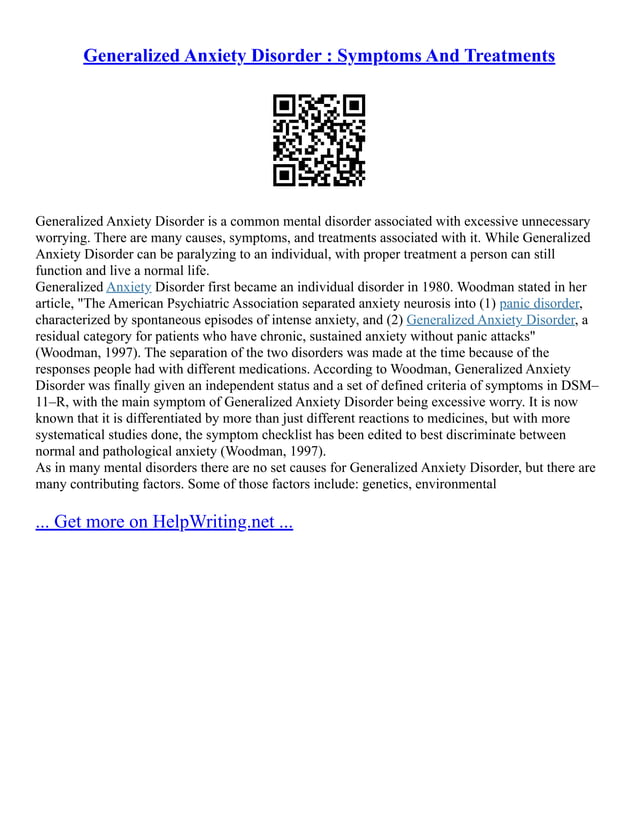 Generalized Anxiety Disorder ( Gad ) | PDF