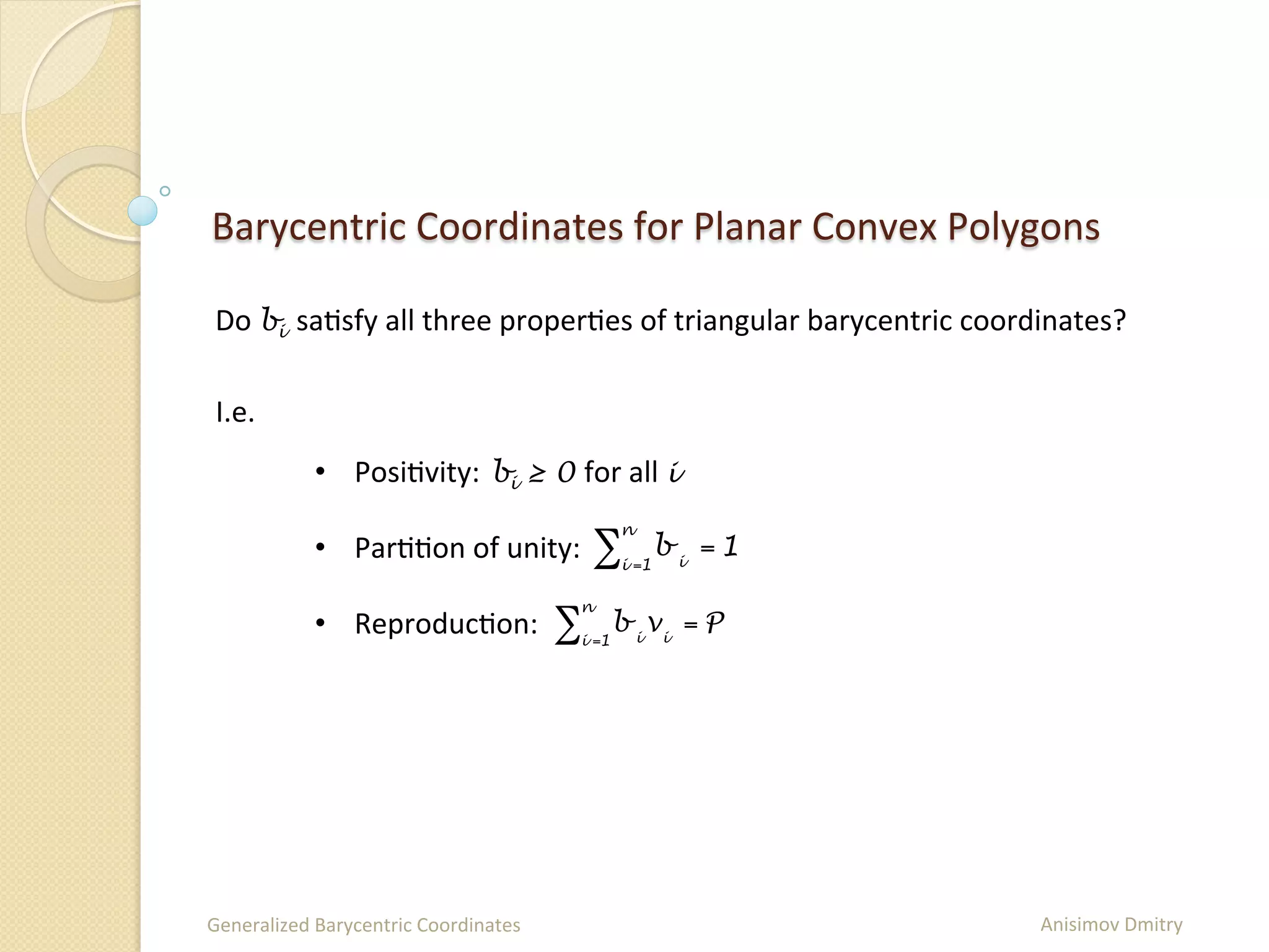 Generalized Barycentric Coordinates | PDF