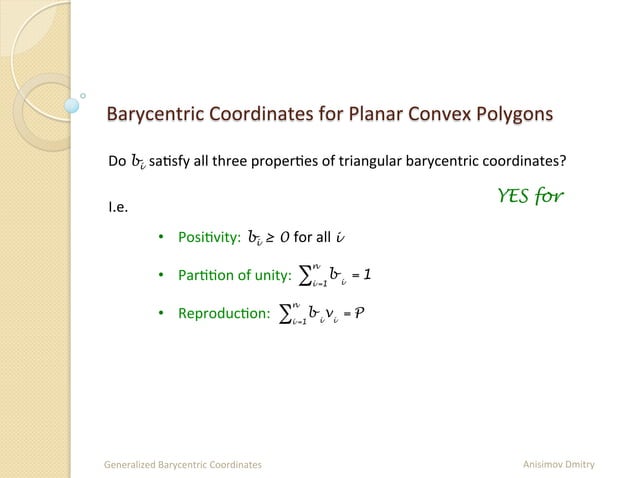 Generalized Barycentric Coordinates | PDF