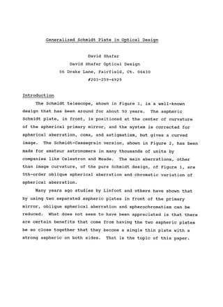 Generalized schmidt plate in optical design | PDF