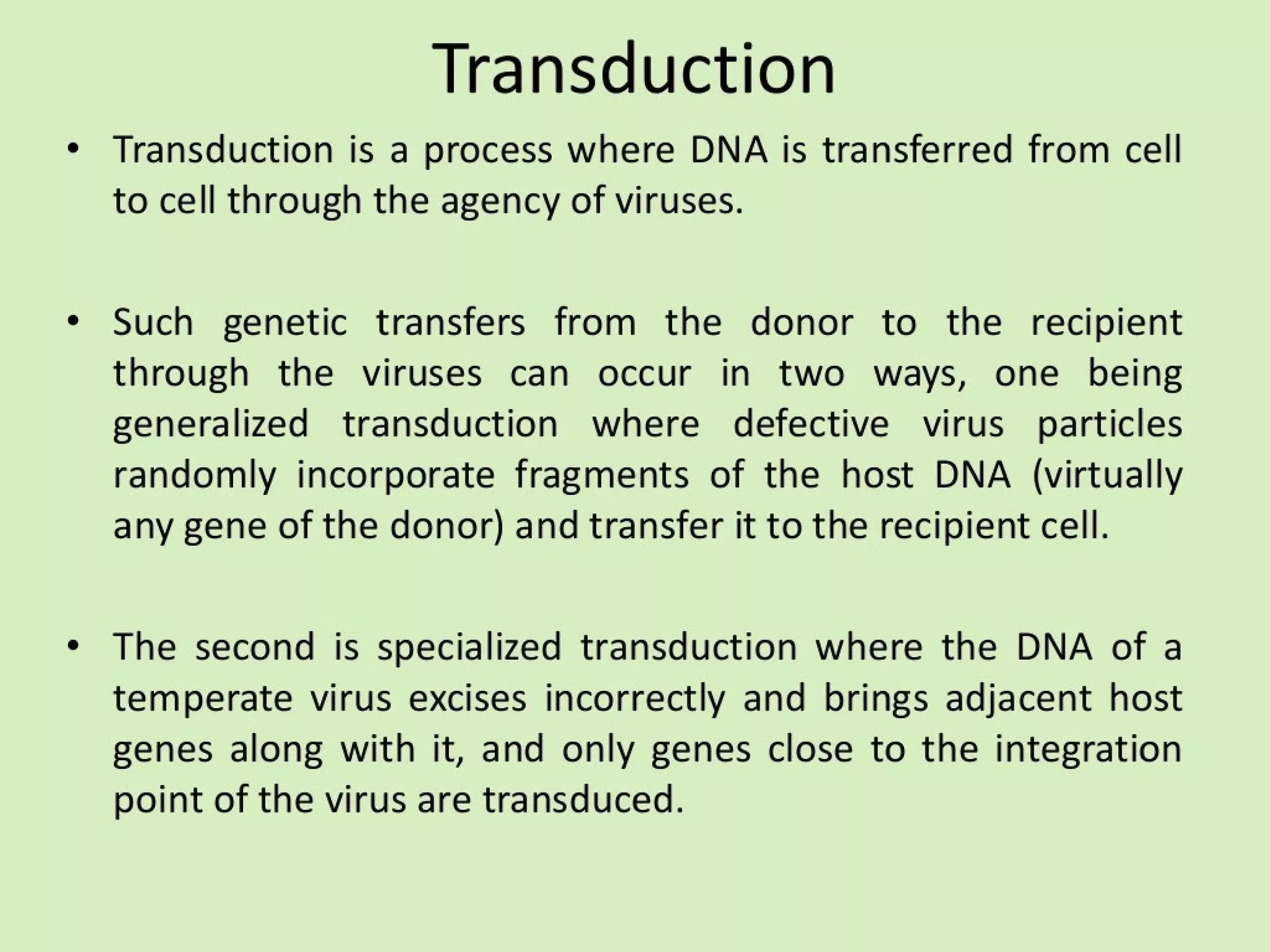 Generalized & specialized transduction, transformation and conjugation ...