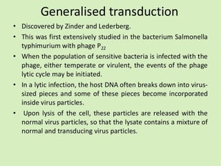 Generalized Transduction In Bacteria