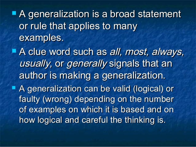 Making Generalizations
