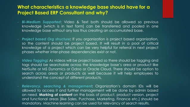 Knowledge base Design for Project Based Consulting Orgs | PPT