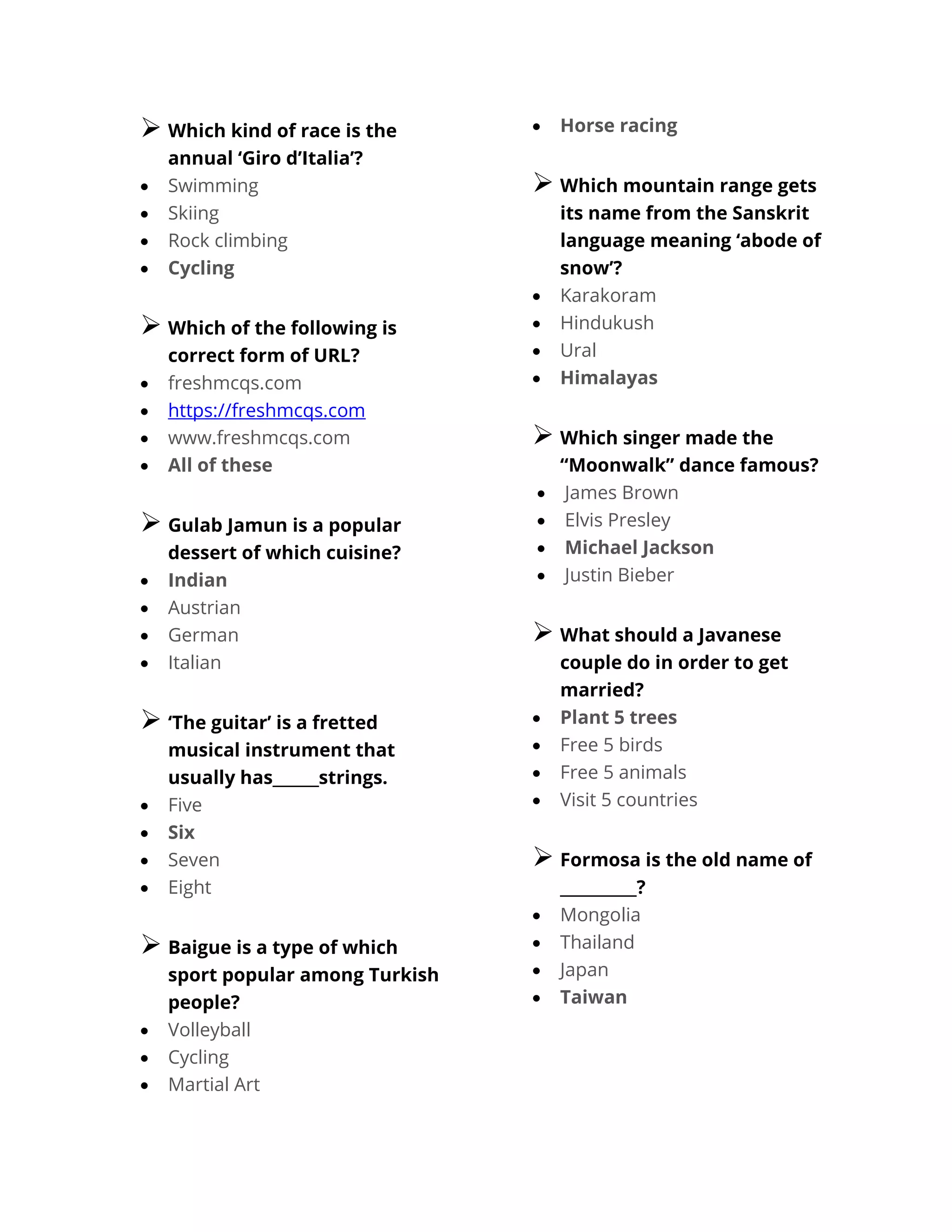 General Knowledge MCQs | PDF
