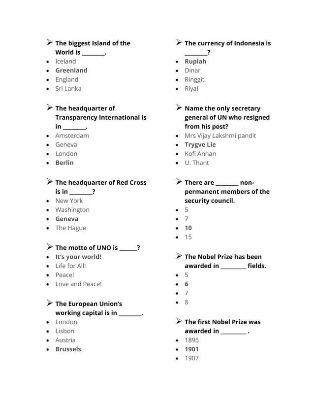 General Knowledge MCQs | PDF