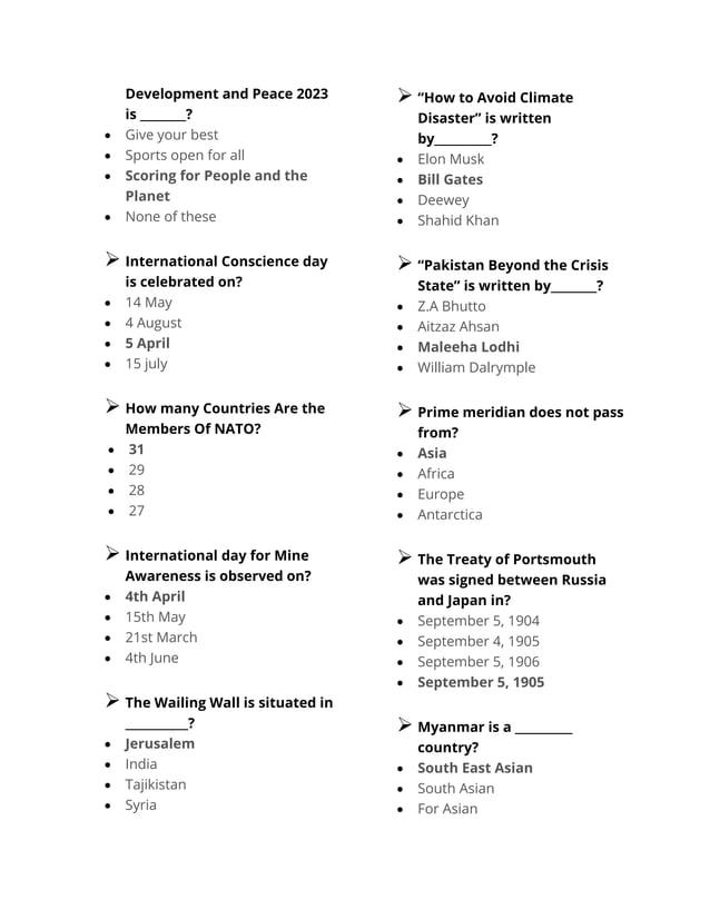 General Knowledge MCQs | PDF