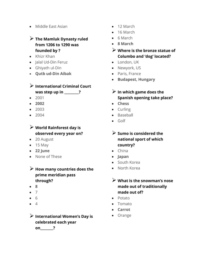 General Knowledge MCQs | PDF