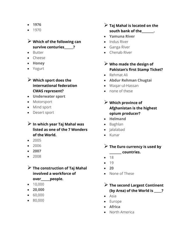 General Knowledge MCQs | PDF