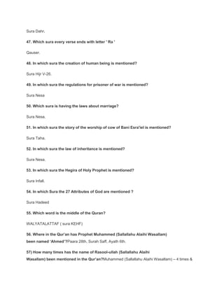 Islamic Knowledge Questions