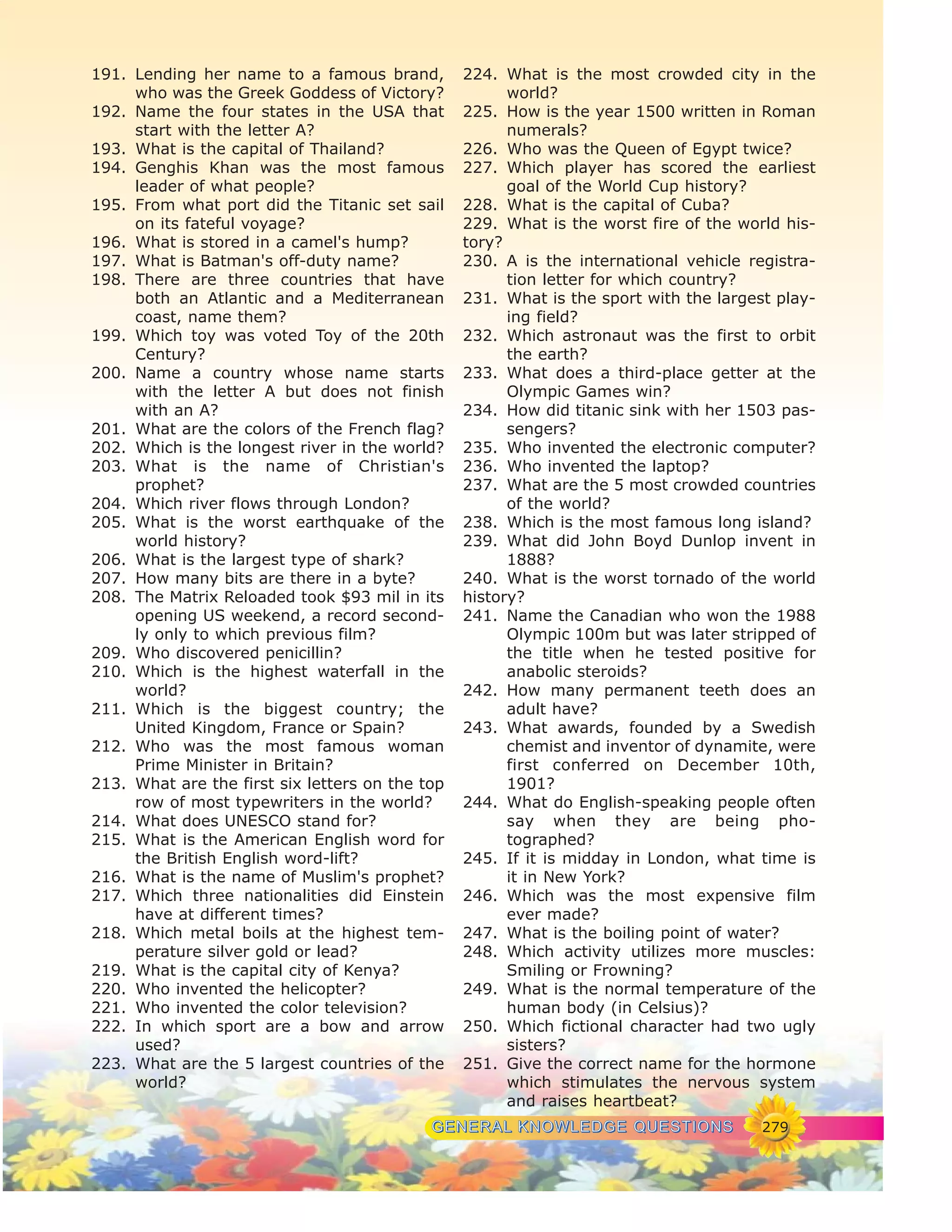 General knowledge questions | PDF