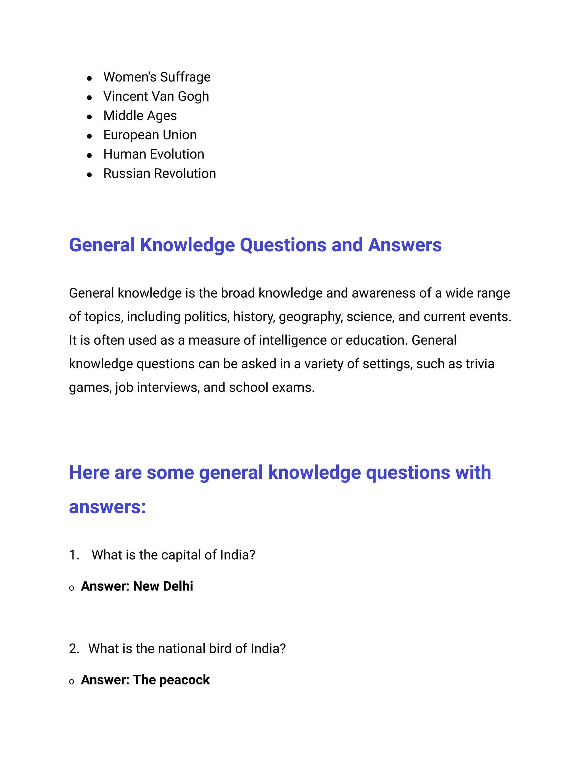 General Knowledge Questions with Answers-1.pdf | Education