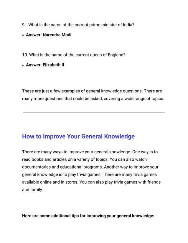 General Knowledge Questions with Answers-1.pdf | Education