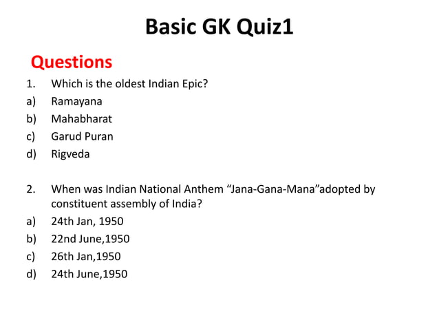 General knowledge quiz | PPTX
