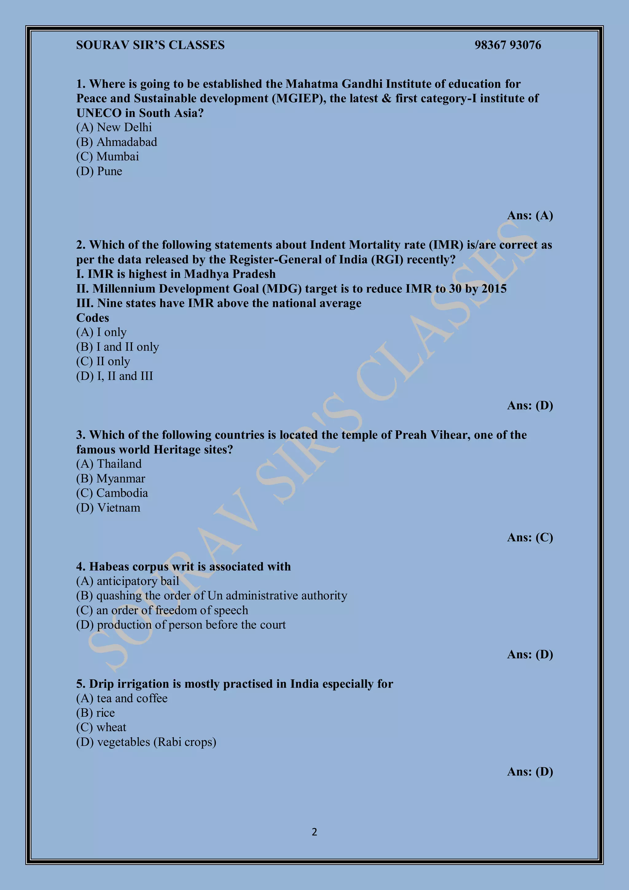 General Knowledge Paper III Questions With Solution | Sourav Sir's ...