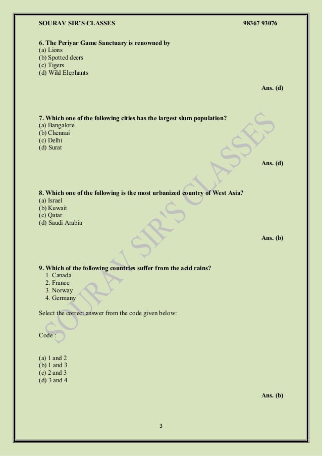 General Knowledge Paper IV Questions With Solution | Sourav Sir's ...