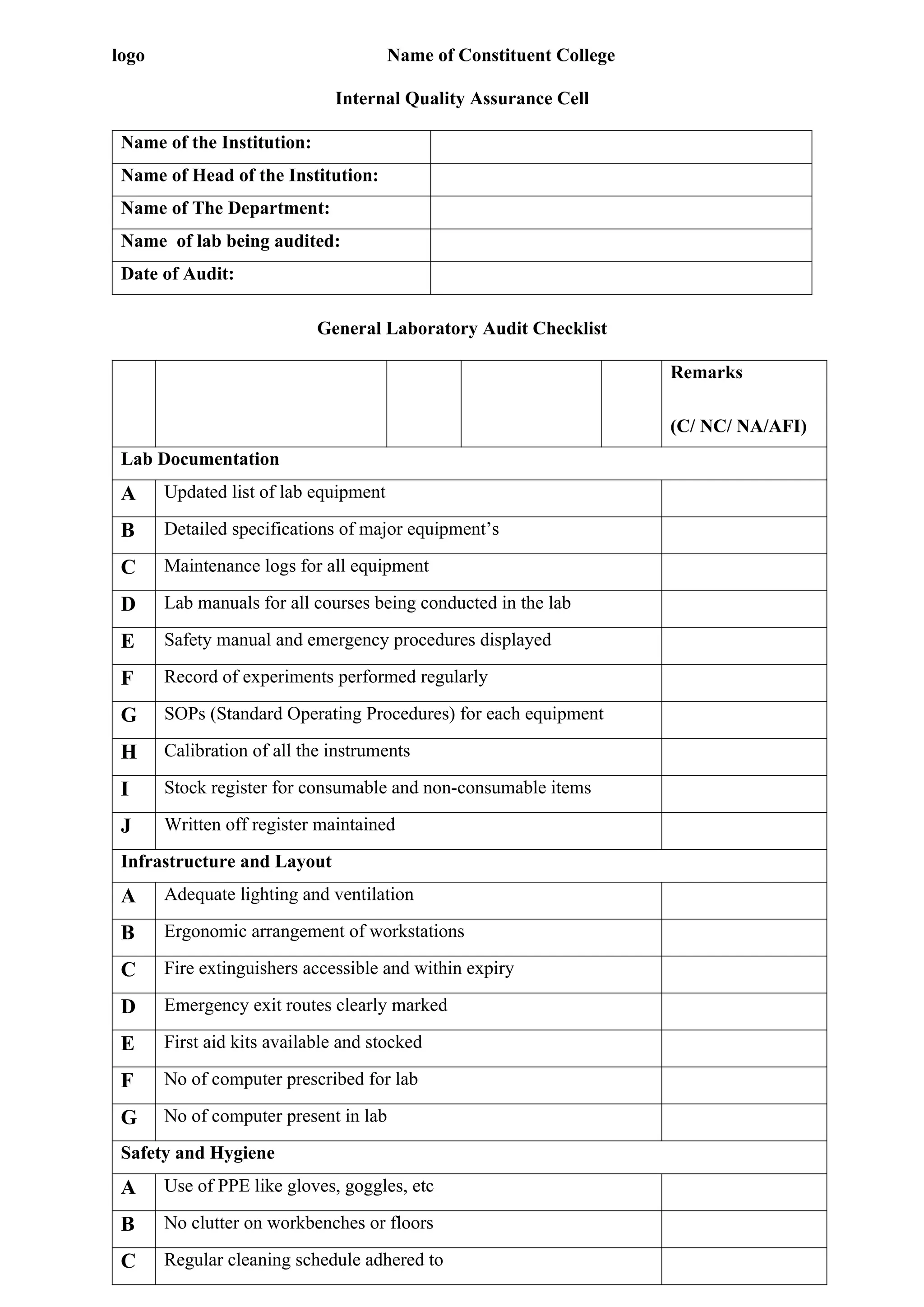 Generahhhl Laboratory Audit Checklist.docx