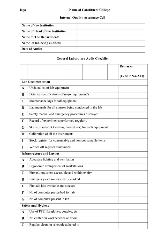 Generahhhl Laboratory Audit Checklist.docx
