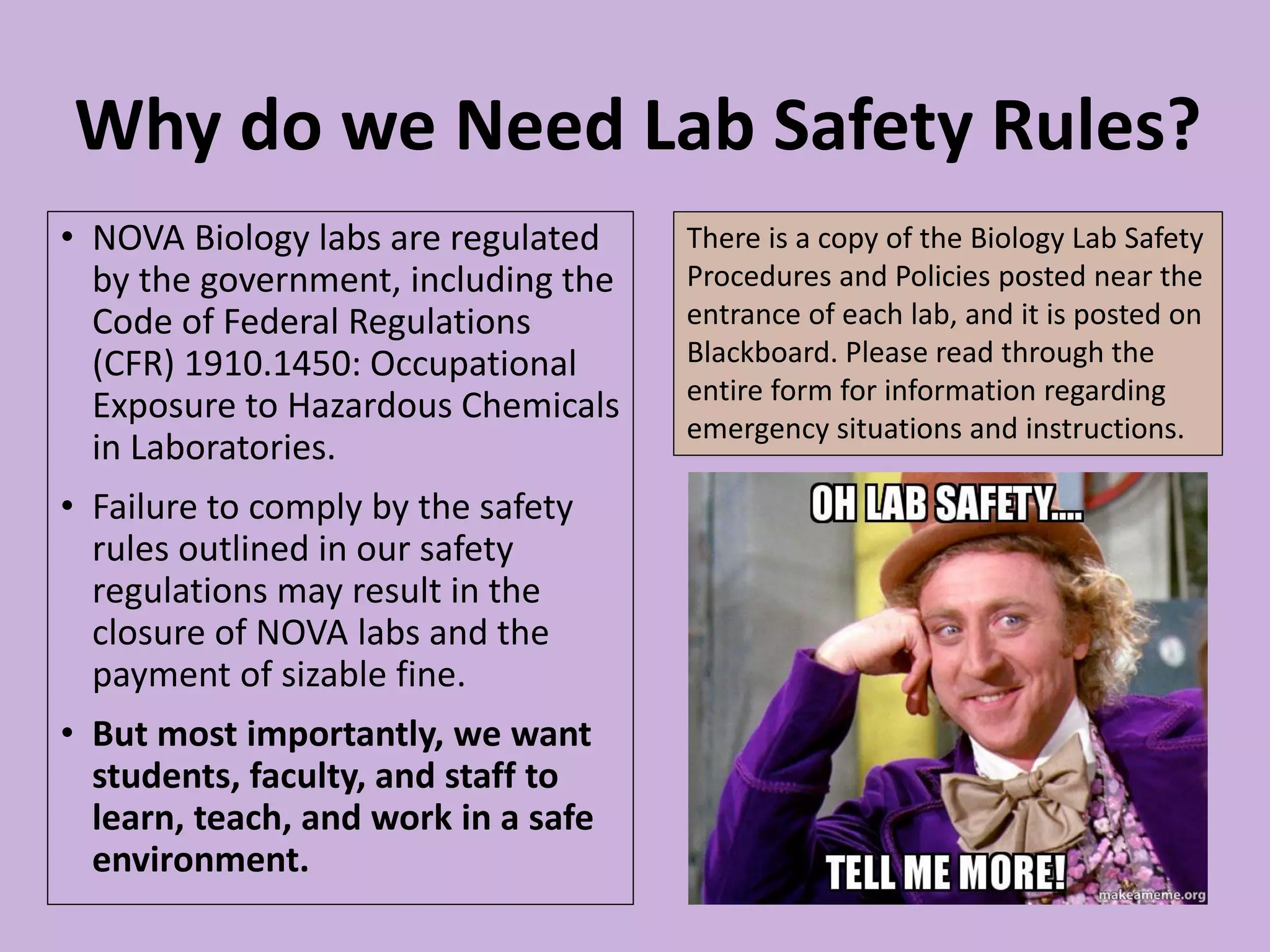 General Lab Safety Rules, NVCC Manassas | PPT