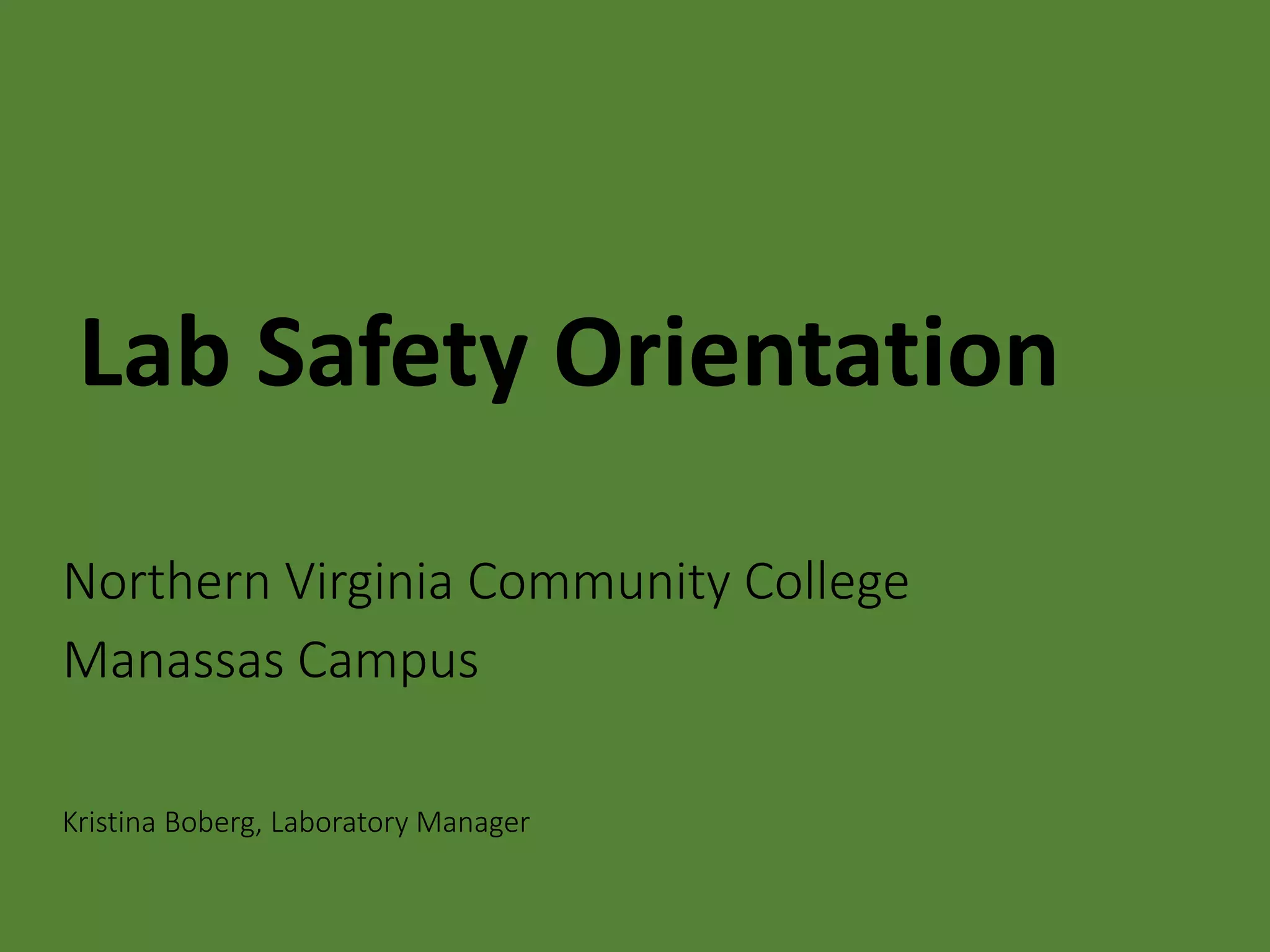 General Lab Safety Rules, NVCC Manassas | PPT