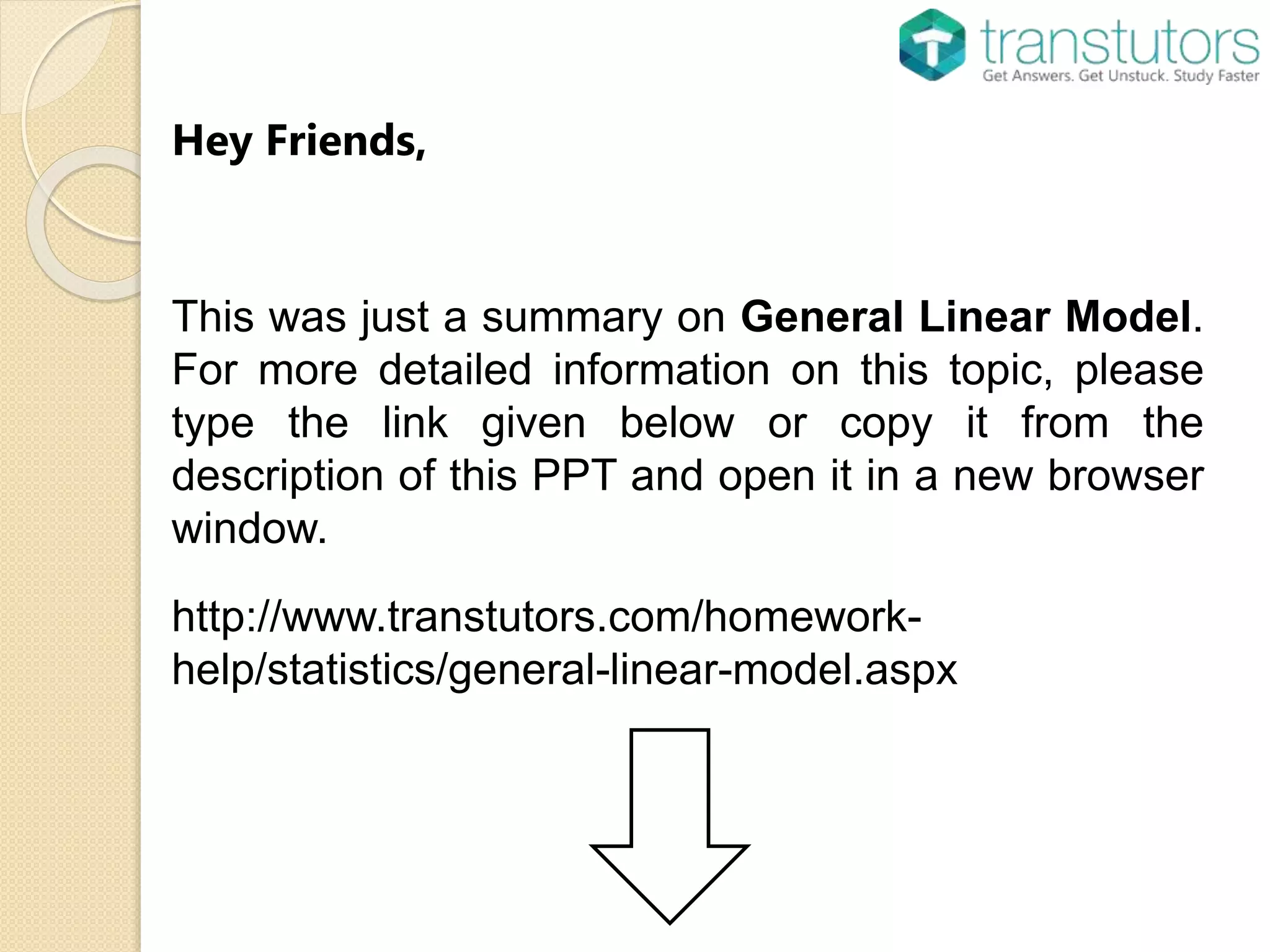 General Linear Model Statistics Pptx 1081