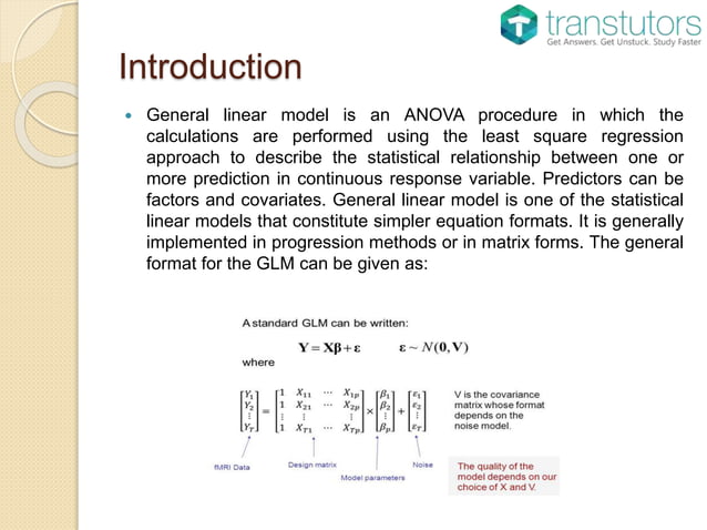 General Linear Model Statistics General Linear Model Statistics