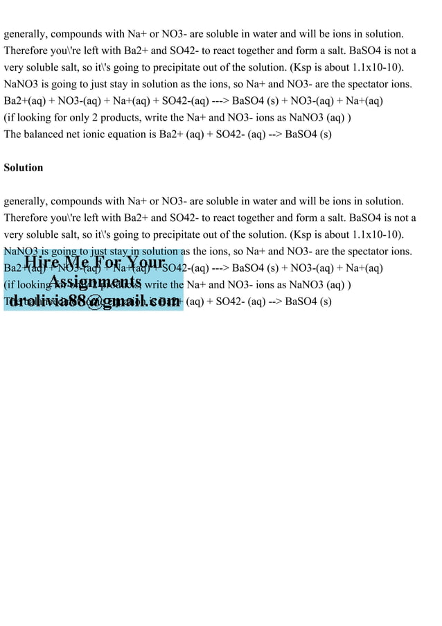 generally, compounds with Na+ or NO3- are soluble in water and will .pdf