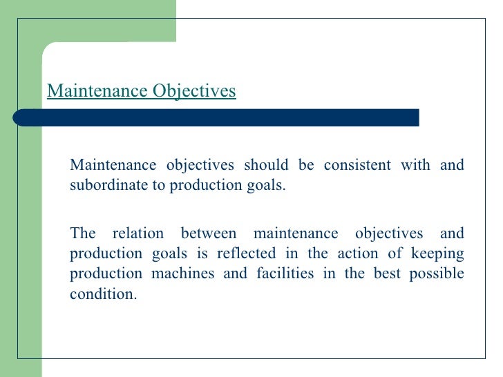 Maintenance Objectives And Targets