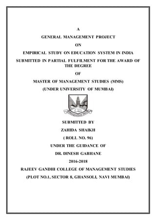 empirical study on education system in India | DOCX