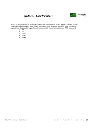 General math data worksheet | PDF | Fish and Aquariums | Pets