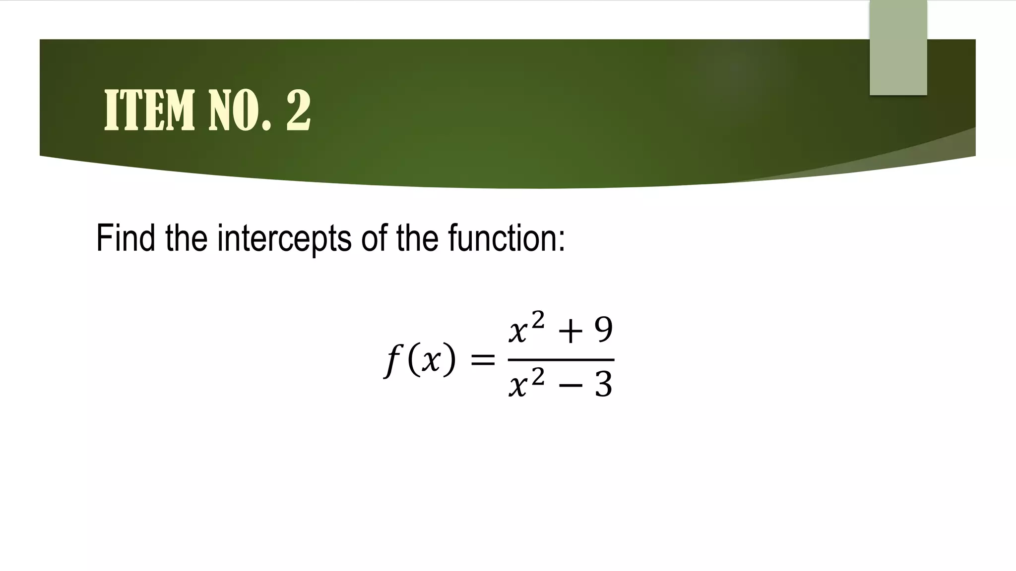 General Mathematics - Intercepts of Rational Functions | PDF