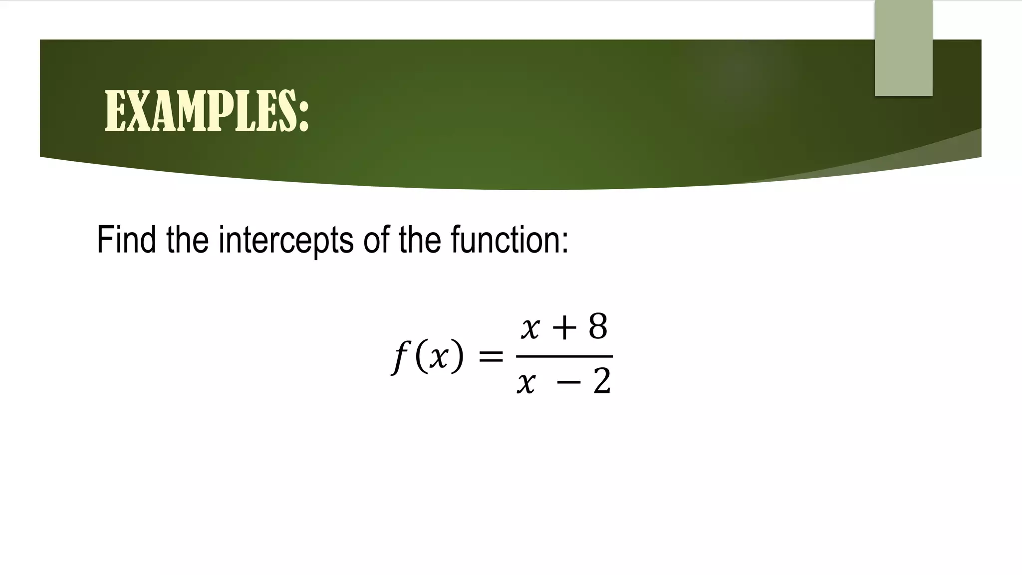 General Mathematics - Intercepts of Rational Functions | PDF