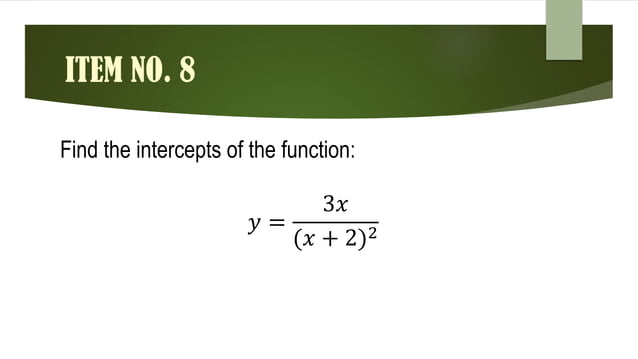 General Mathematics - Intercepts of Rational Functions | PDF