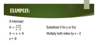 General Mathematics - Intercepts of Rational Functions | PDF