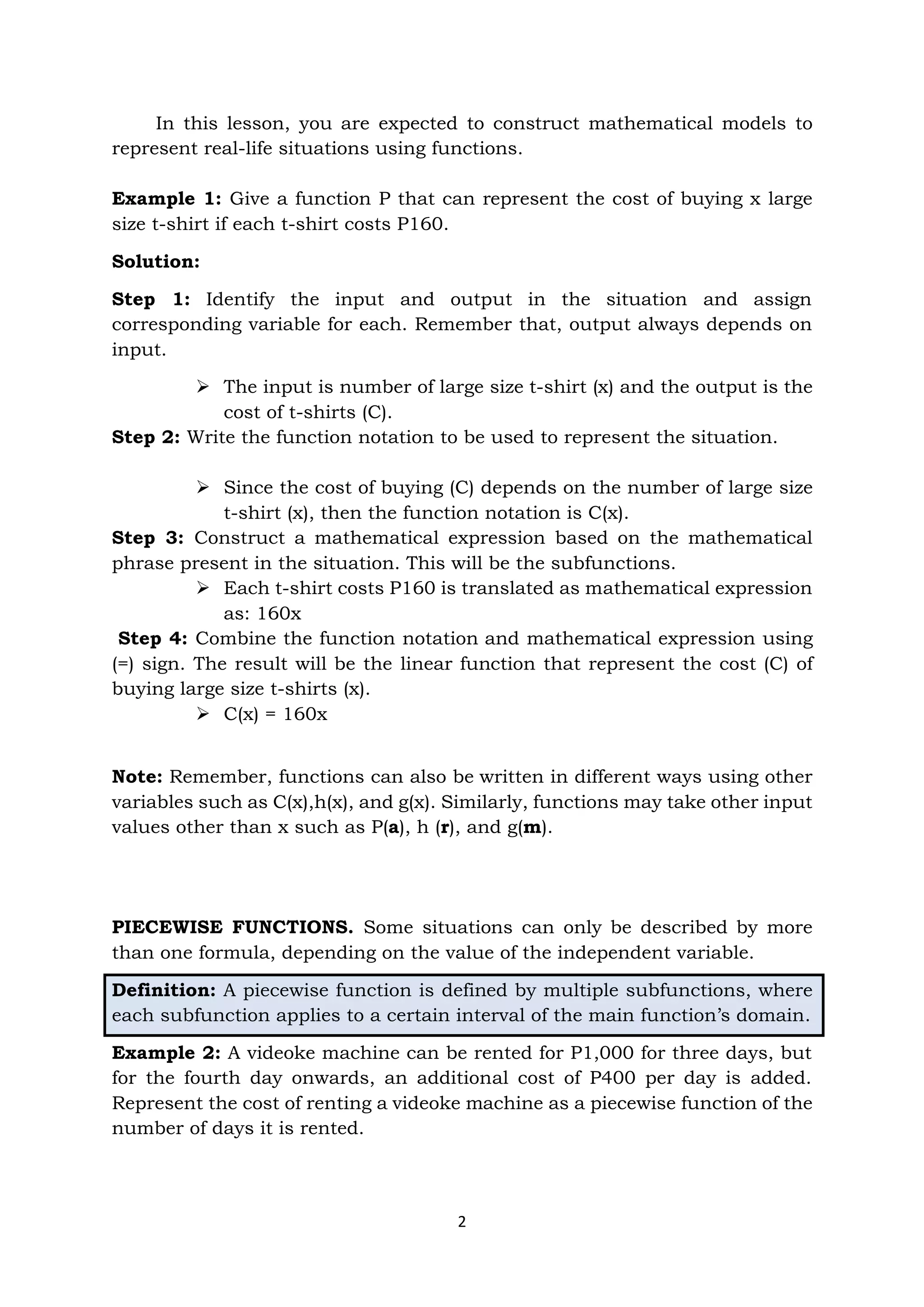 PIECEWISE FUNCTION | PDF