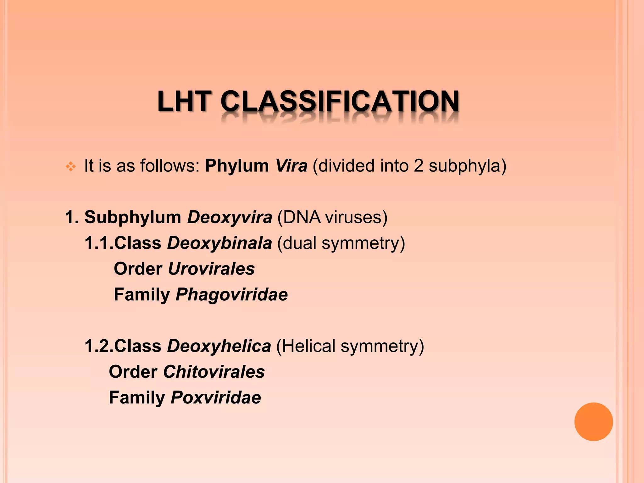 classification of virus :LHT,HOLMES,BALTIMORE,ICTV | PPTX